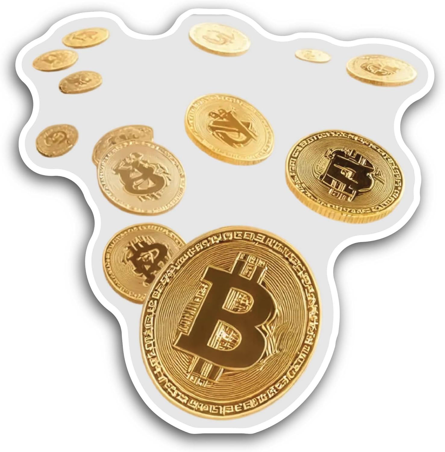 2 (Pieces) 3" and 5" Bitcoin Gold Coins Sticker, Waterproof Vinyl Deca