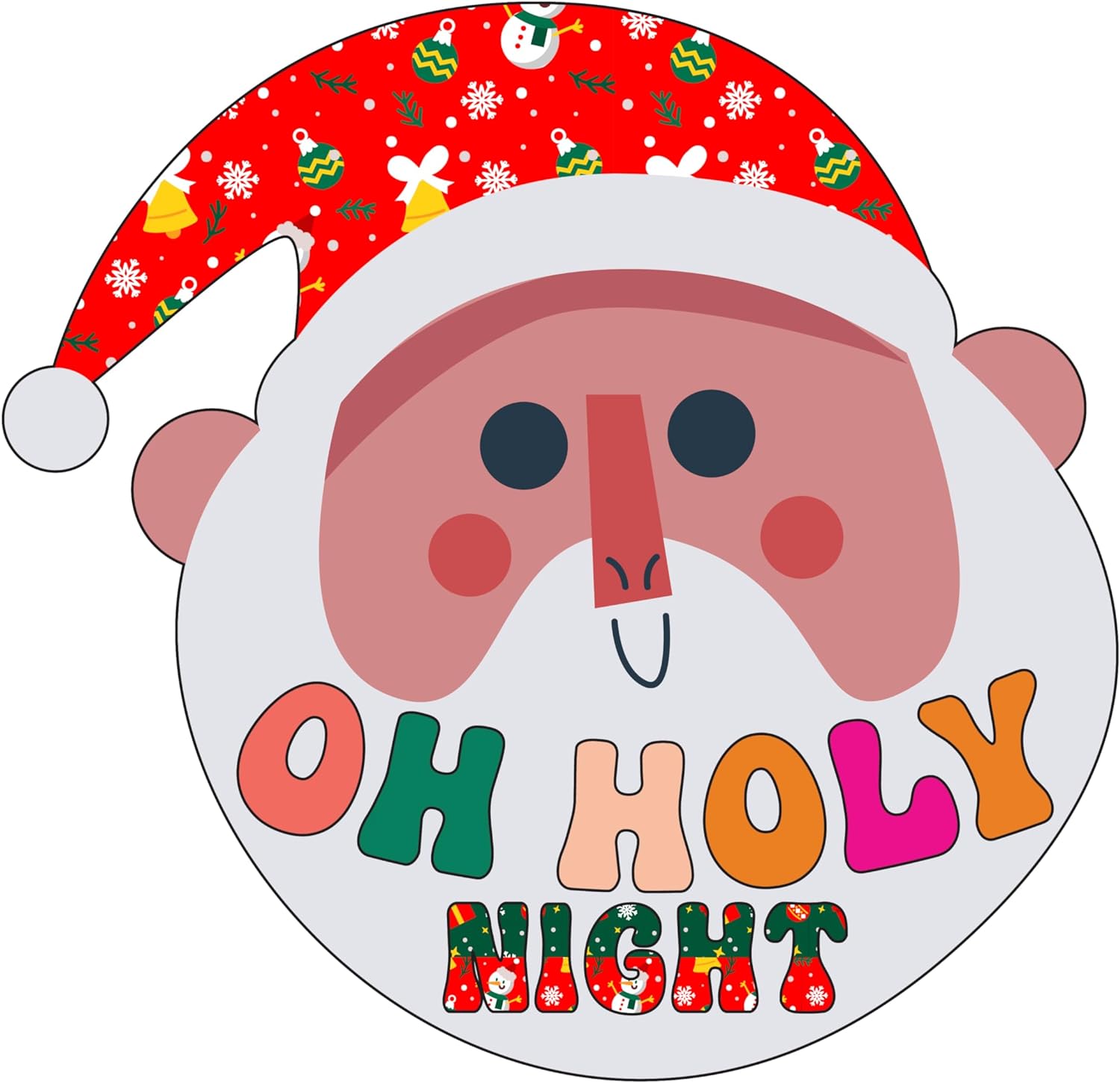 Inspirational Quote Oh Holly Night Red Hat Santa Motivational Sticker