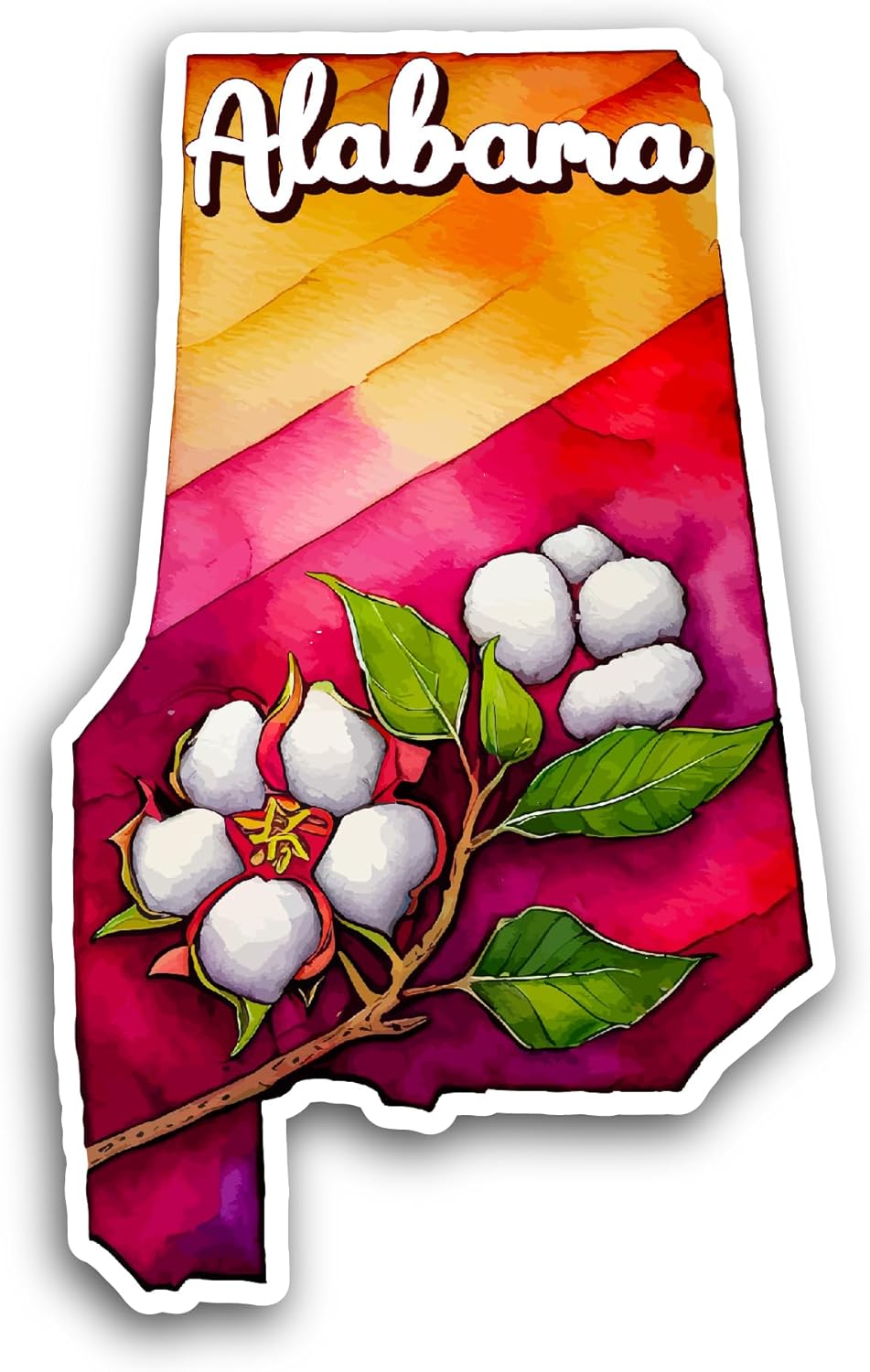 2 (Pieces) 3" and 5" Alabama Text Sticker, Waterproof Vinyl Decals for