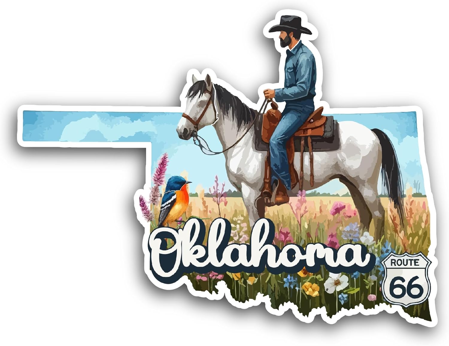 2 (Pieces) 3" and 5" Oklahoma Sticker, Waterproof Vinyl Decals for Man