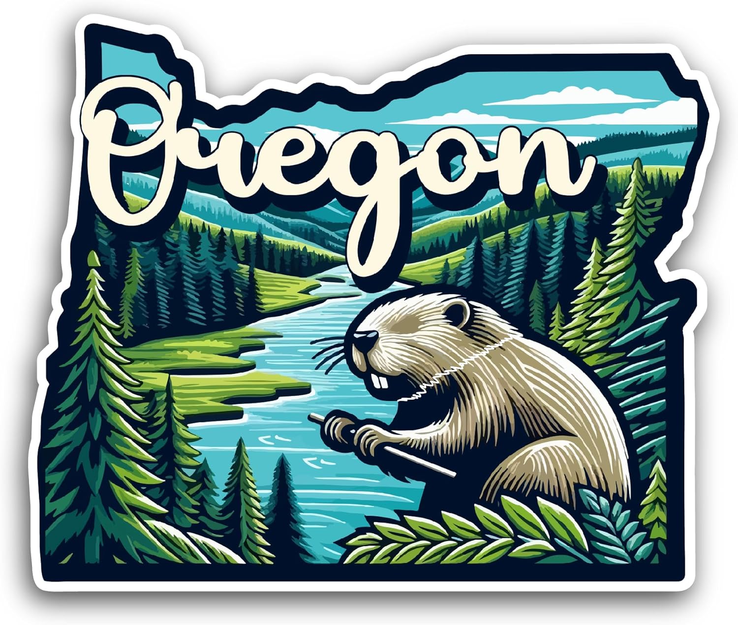 2 (Pieces) 3" and 5" Oregon Sticker, Waterproof Vinyl Decals for Many