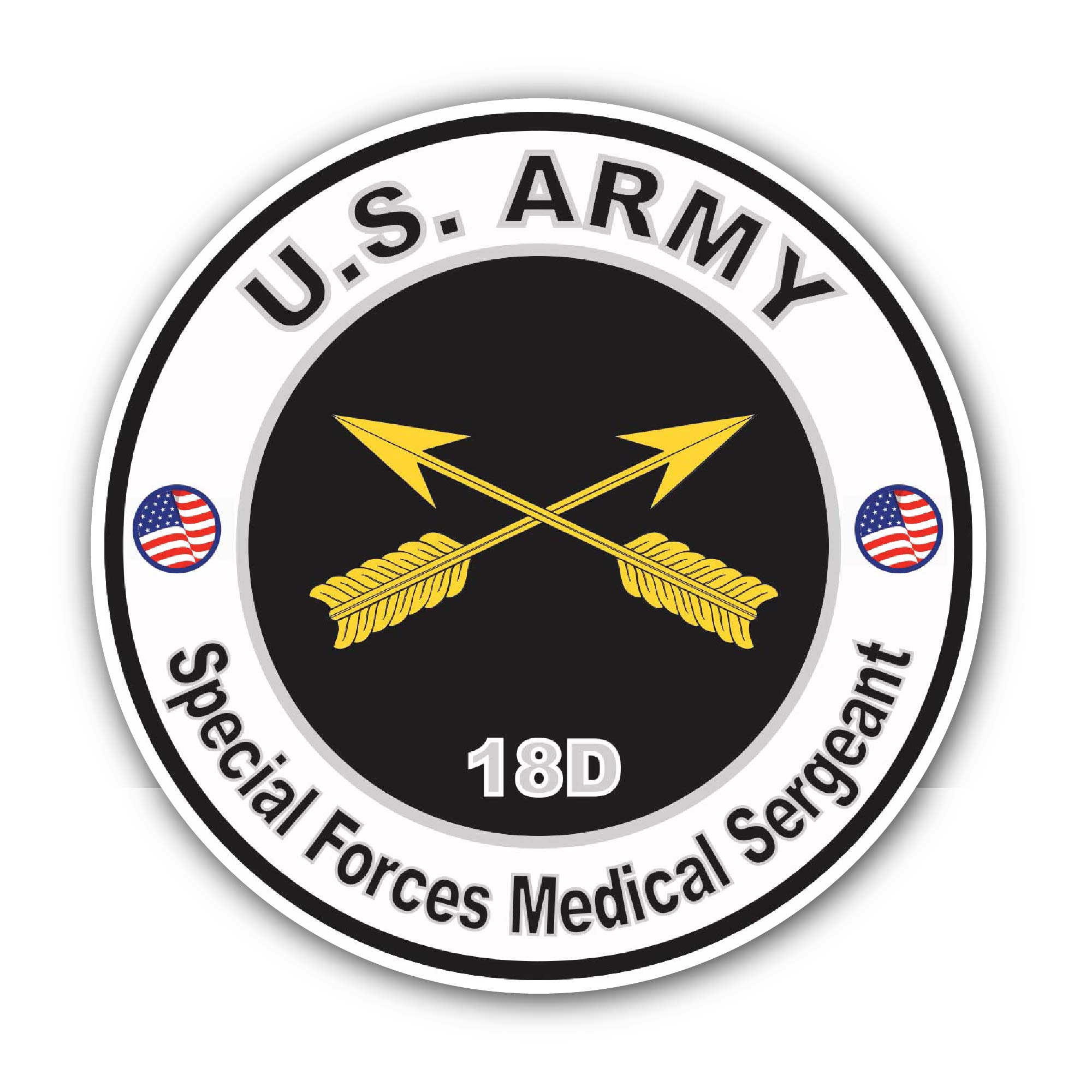 U.S. Army MOS 18D Special Forces Medical Sergeant Sticker, Waterproof