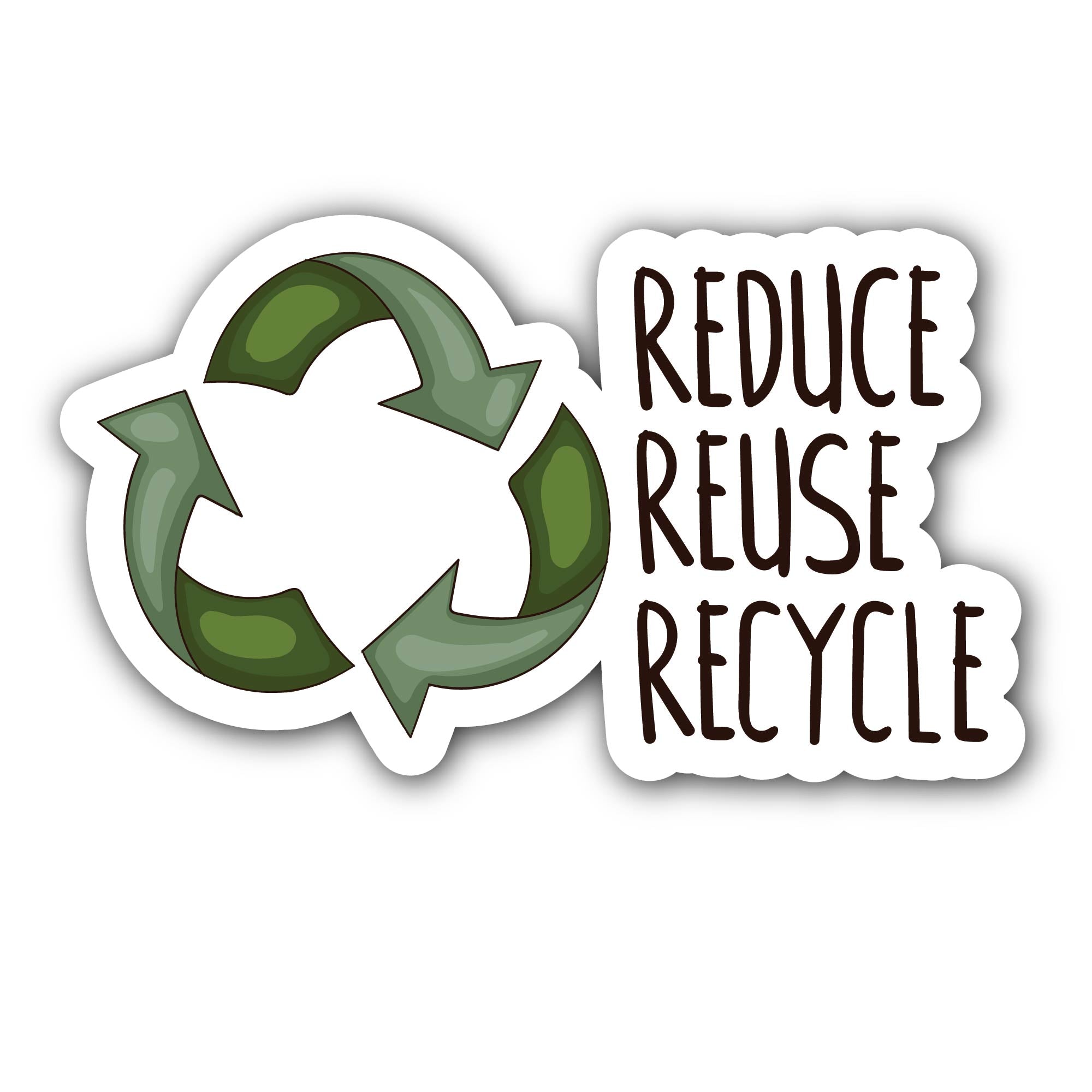 Reduce Reuse Recycle Sticker, Waterproof Vinyl Decal Sticker Indoor Or