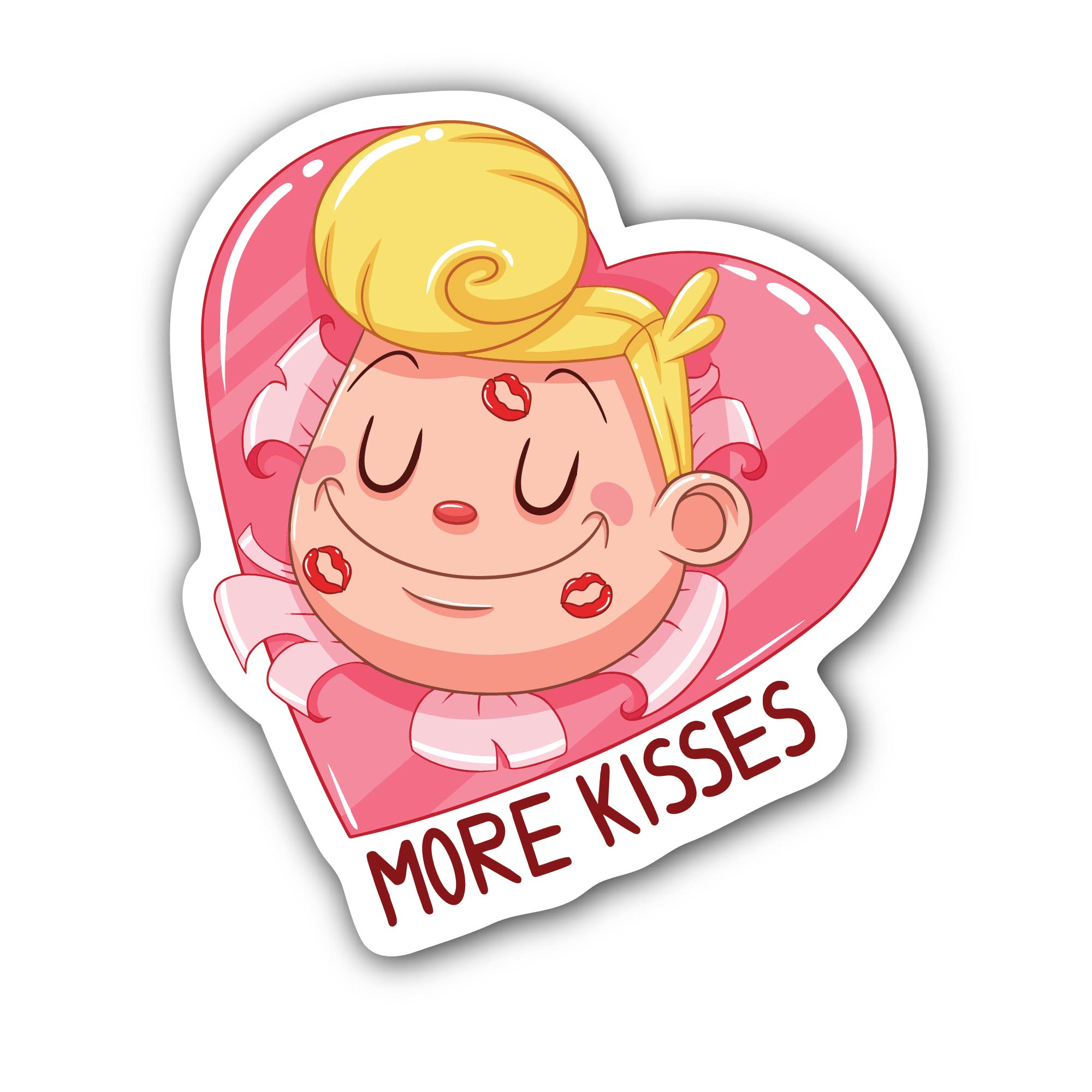 Cute boy & More Kisses Sticker, Waterproof Vinyl Decal Sticker Indoor