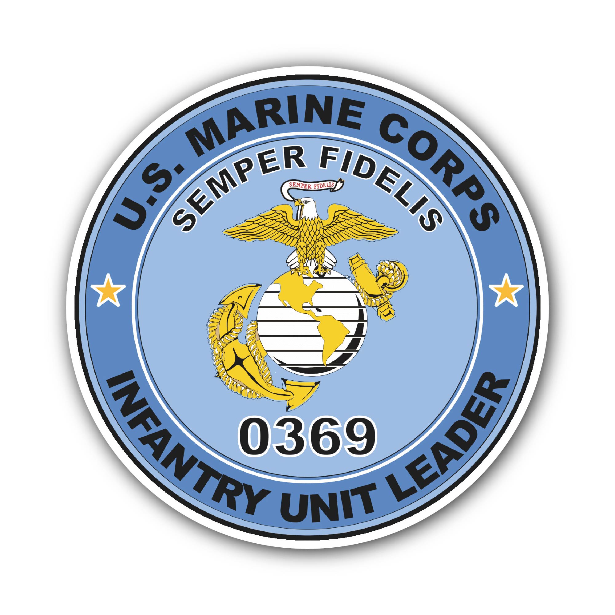 U.S.M.C. MOS 0369 Infantry Unit Leader Sticker, Waterproof Vinyl Decal