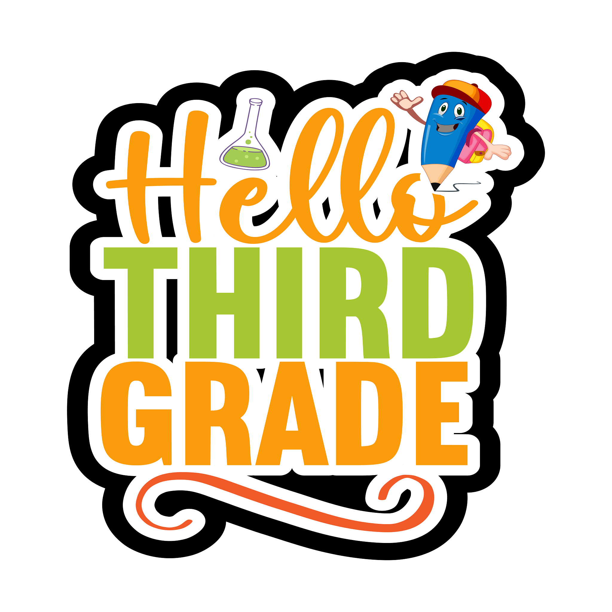 Inspirational Quote "Hello Third Grade" Motivational Sticker Vinyl Dec