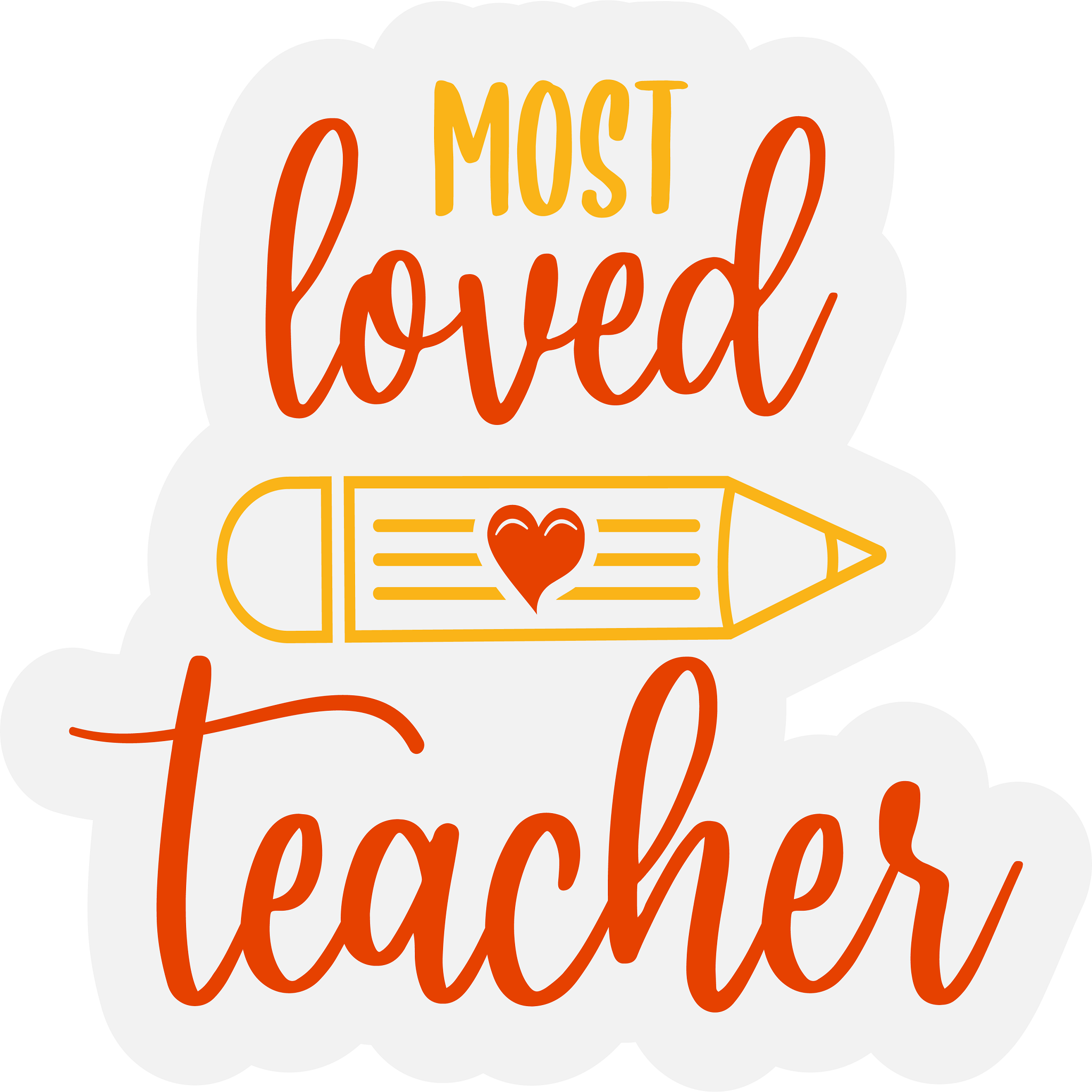 Inspirational Quote "Most Loved Teacher" Motivational Sticker Vinyl De