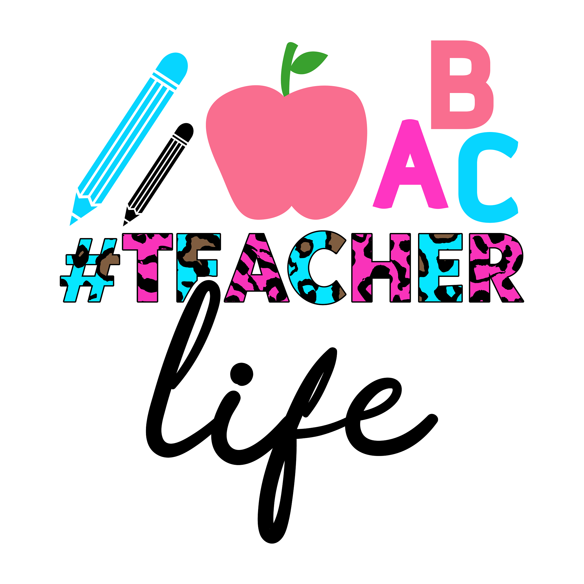 Inspirational Quote "ABC Teacher Life" Motivational Sticker Vinyl Deca