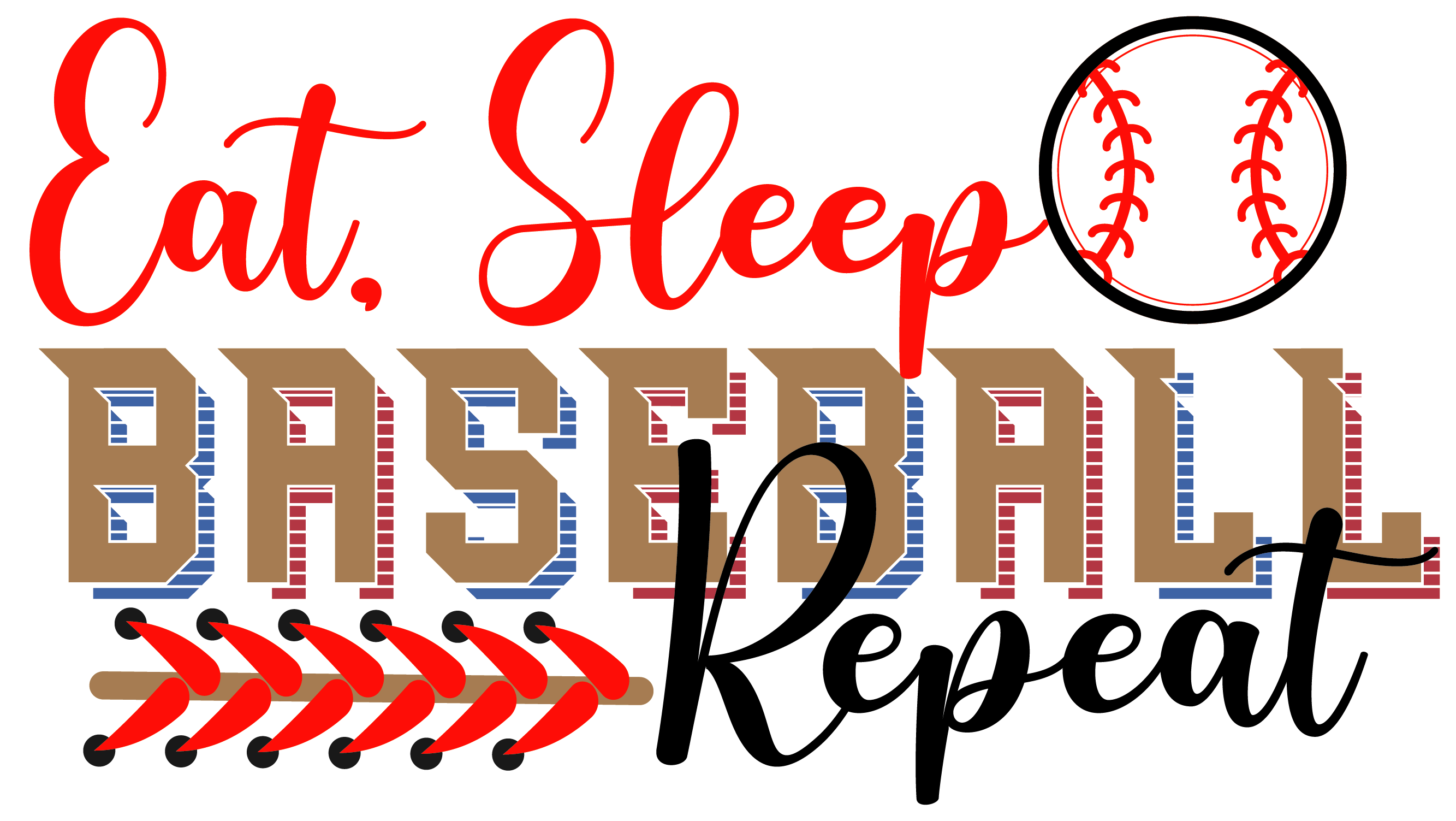 Inspirational Quote Eat,Sleep Baseball Repeat Motivational Sticker Vin