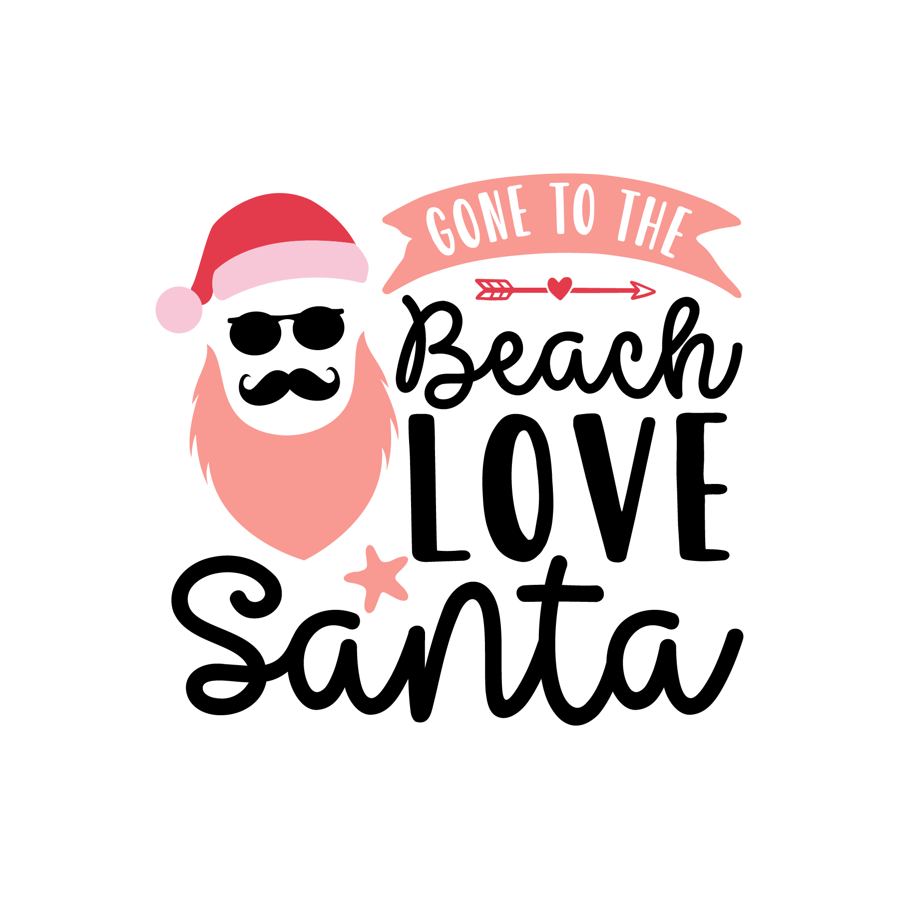 Inspirational Quote "Gone To The Beach Love Santa" Motivational Sticke