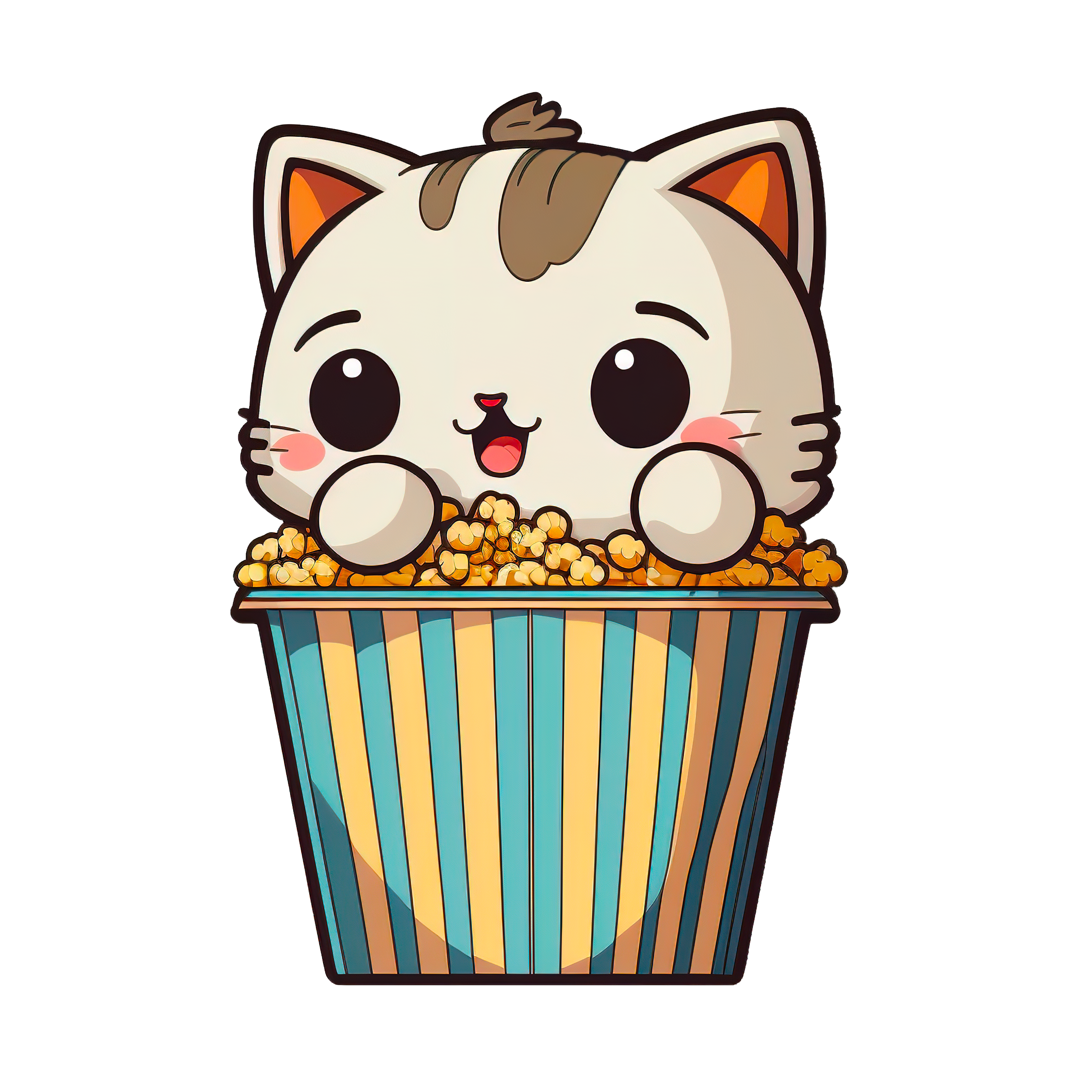 Inspirational Quote "Cat With PopCorn" Motivational Sticker Vinyl Deca