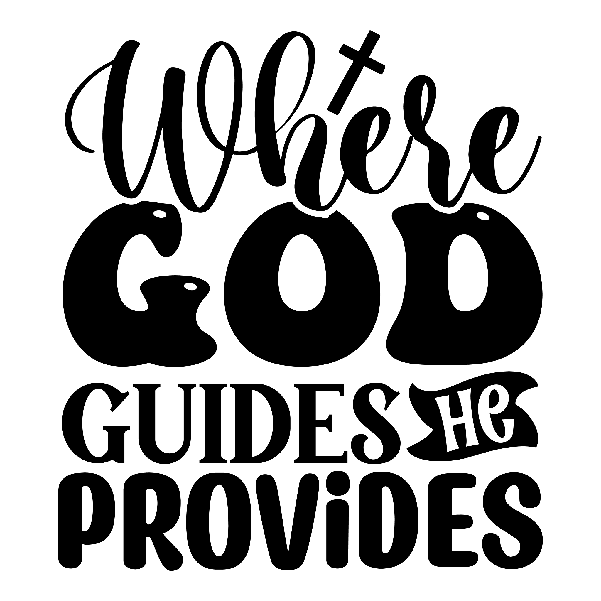Inspirational Quote "Where God Guides He Provides" Motivational Sticke